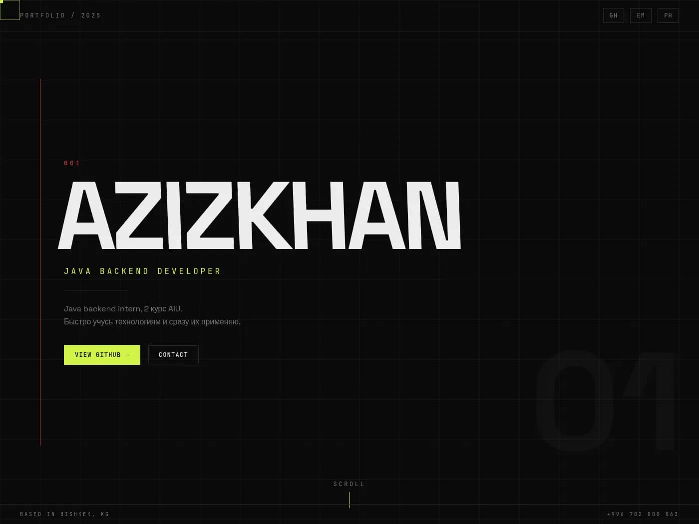 Azizkhan Brutalist Portfolio