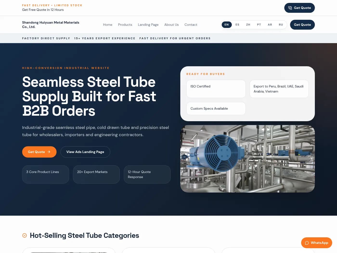 SteelTube B2B Pro Site