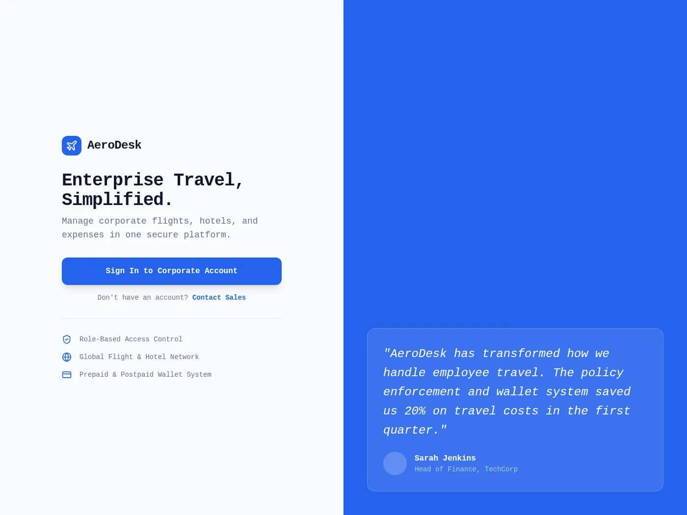 AeroDesk B2B Travel Platform