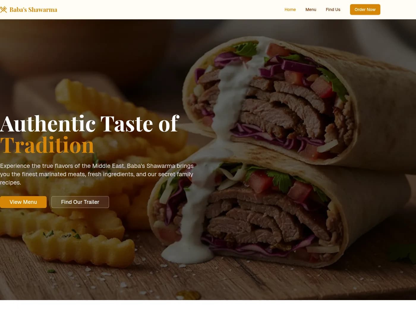 Baba's Shawarma Website