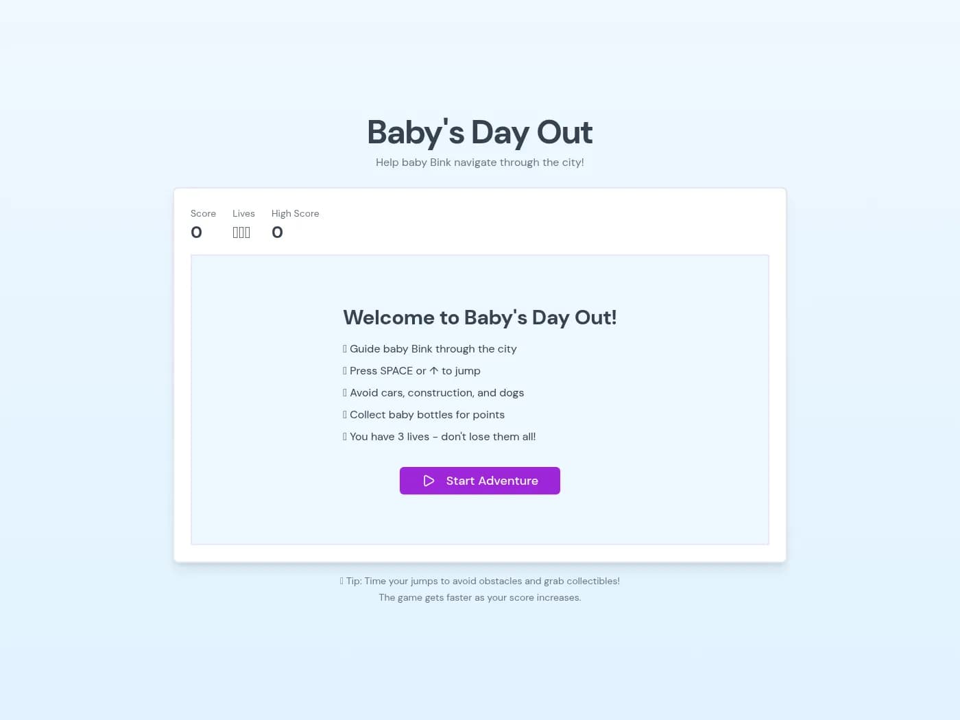 Baby's Day Out Game