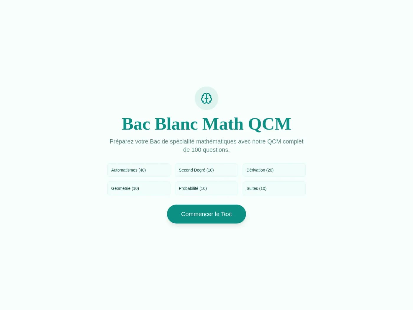 Bac Blanc Math QCM
