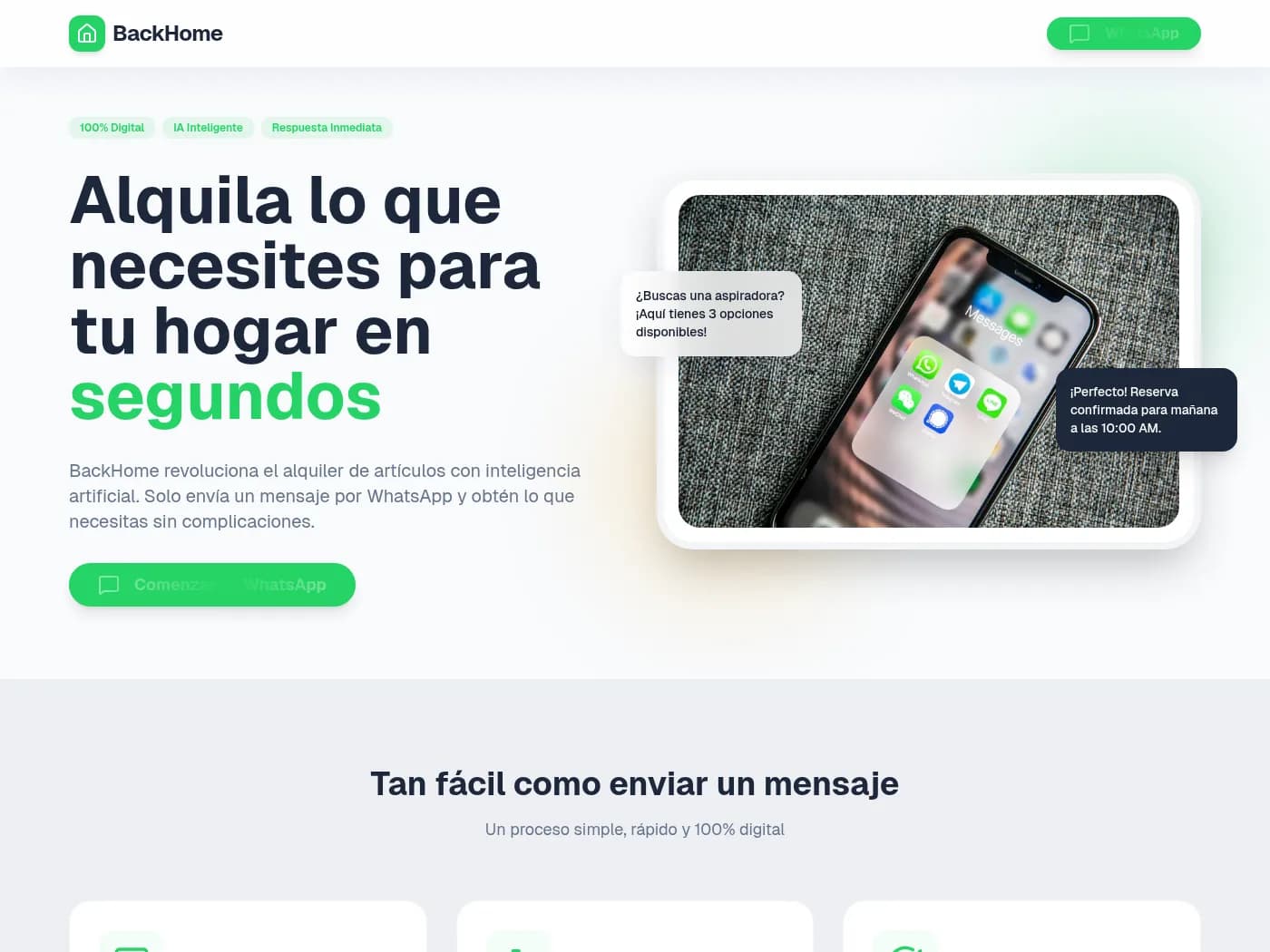 BackHome Landing Page