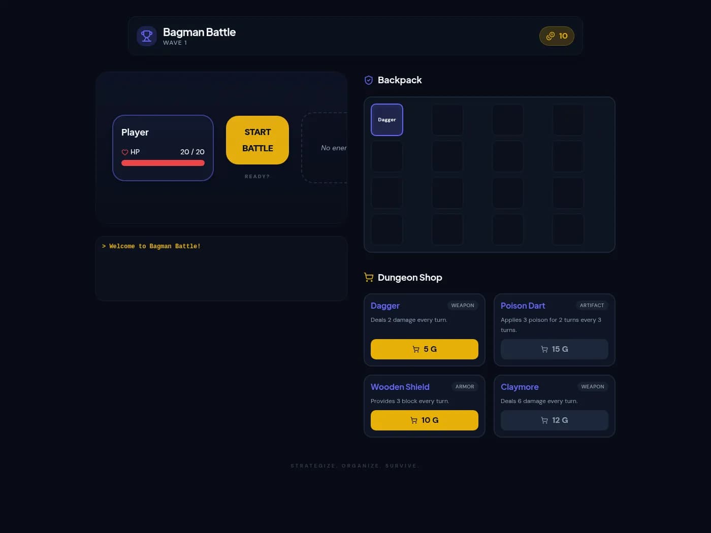 Bagman Battle RPG