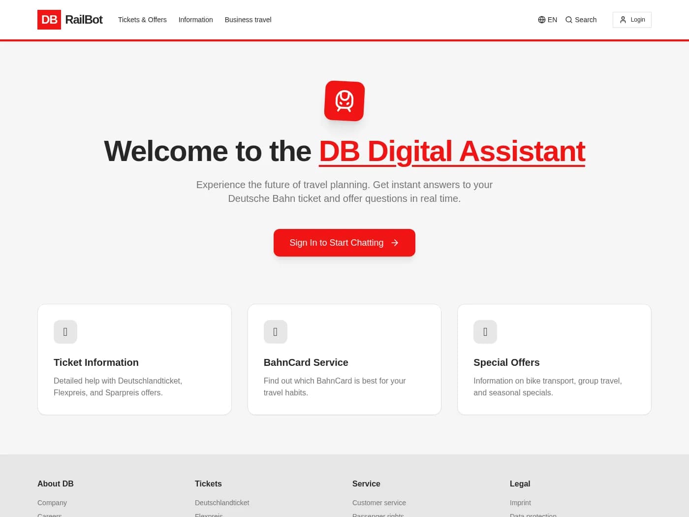 RailBot Chat Assistant