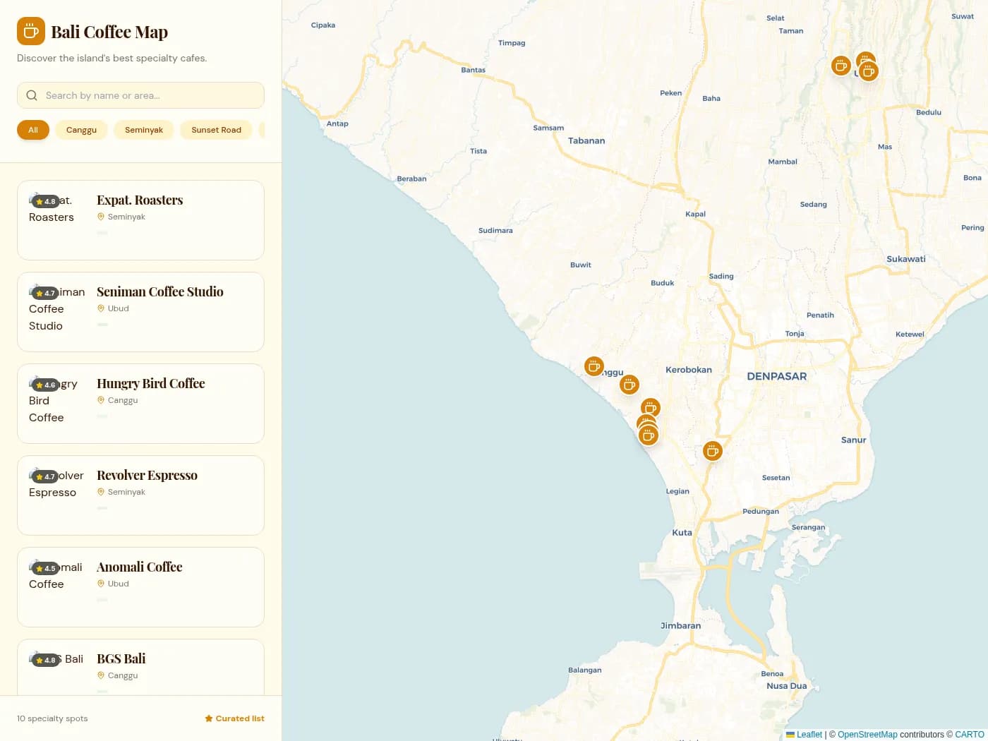Bali Coffee Map