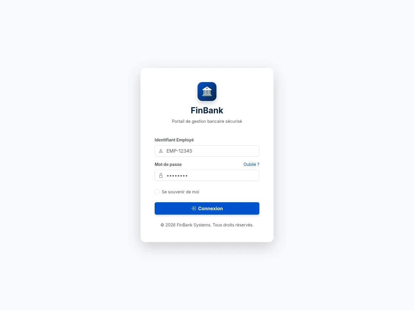 FinBank Dashboard UI