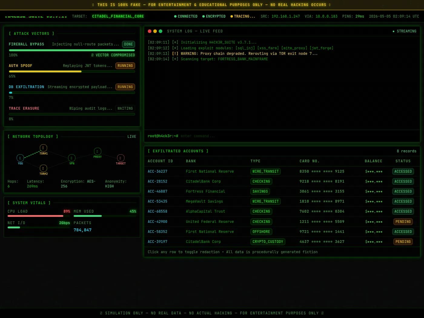 Bank Hacker Simulator