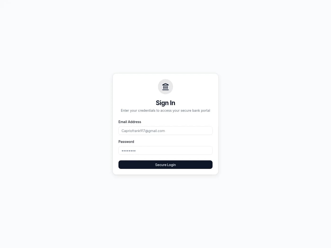 Bank Login Demo