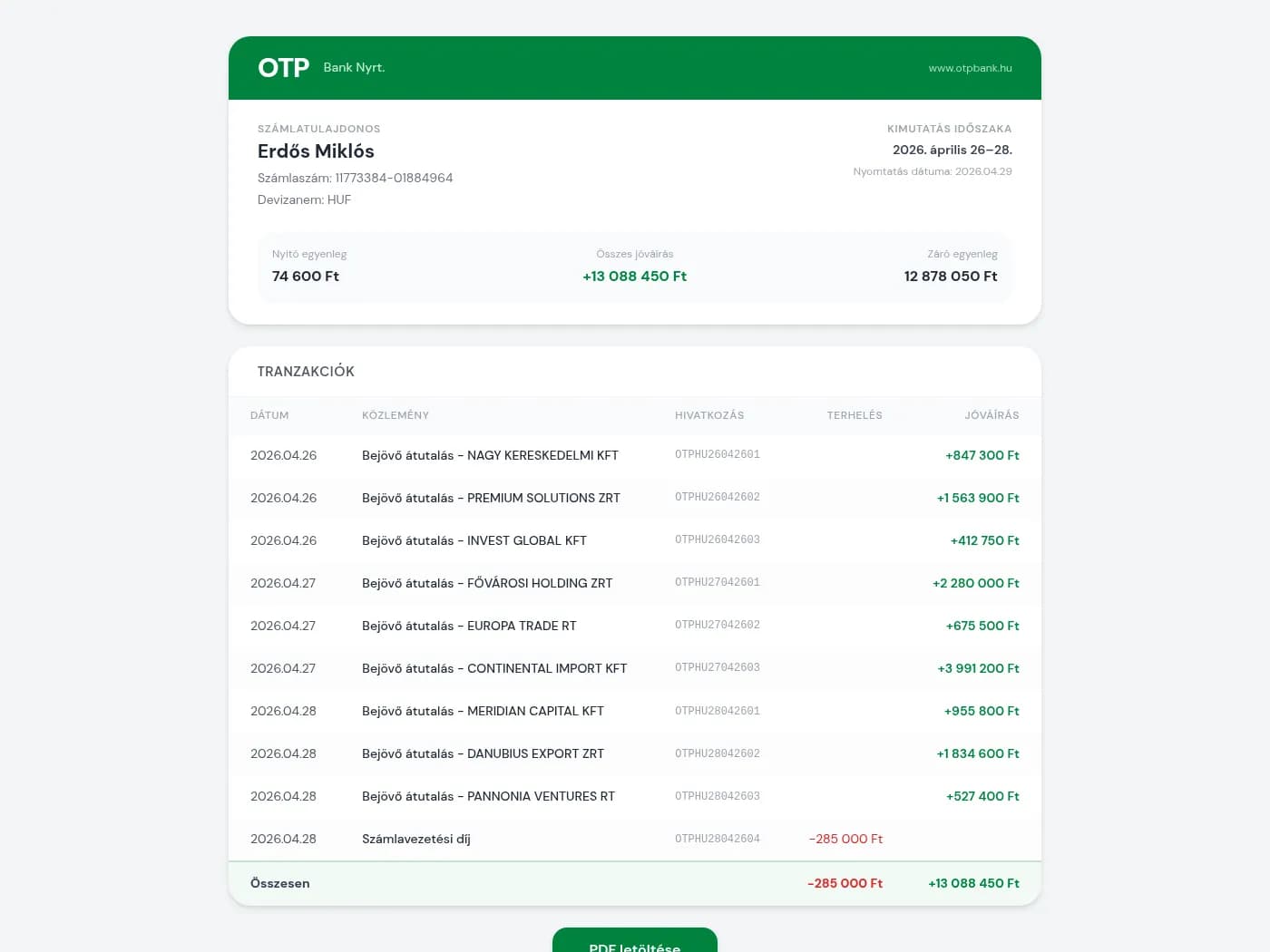 Bank Statement Generator