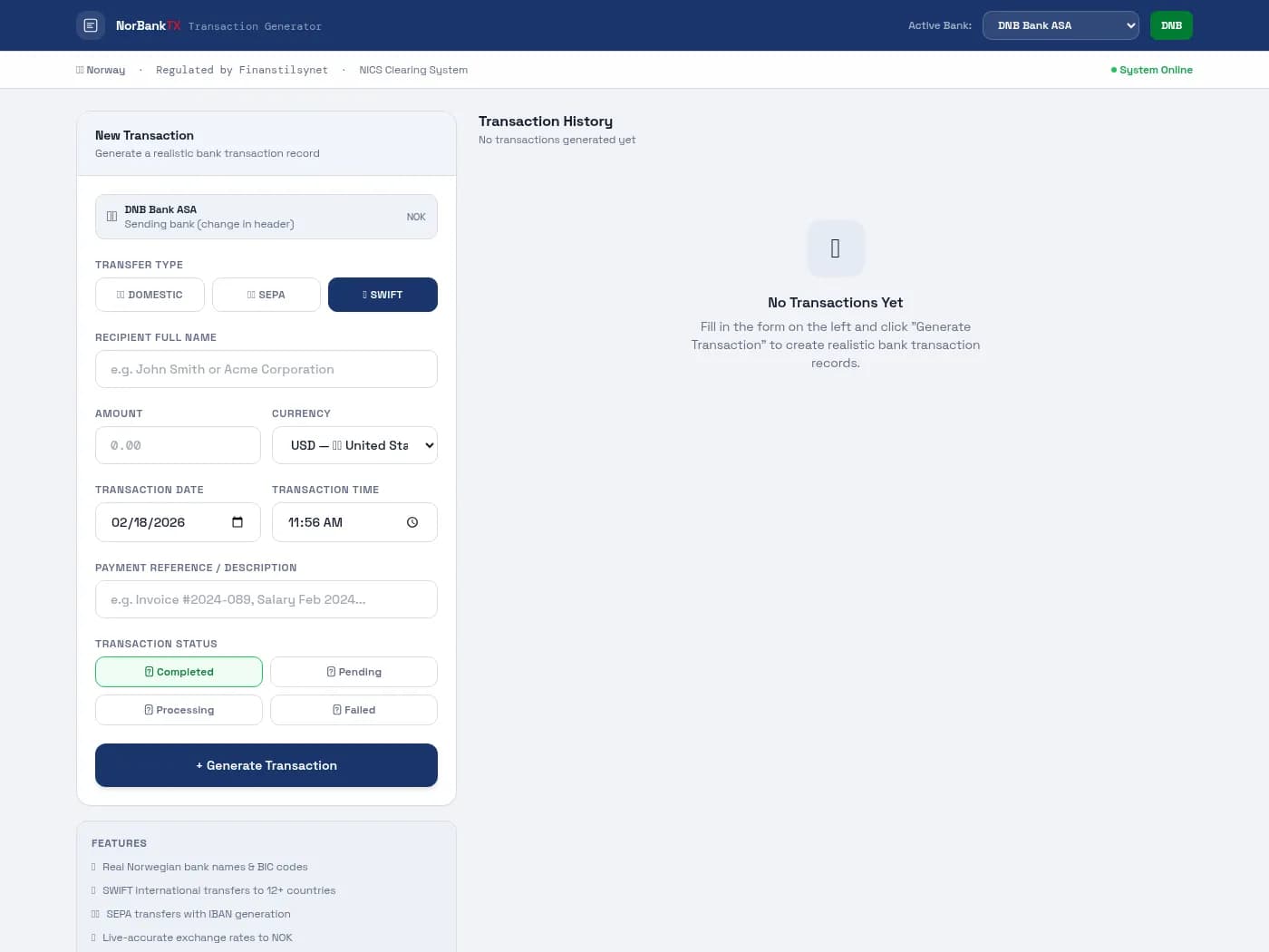 Bank Transaction Generator
