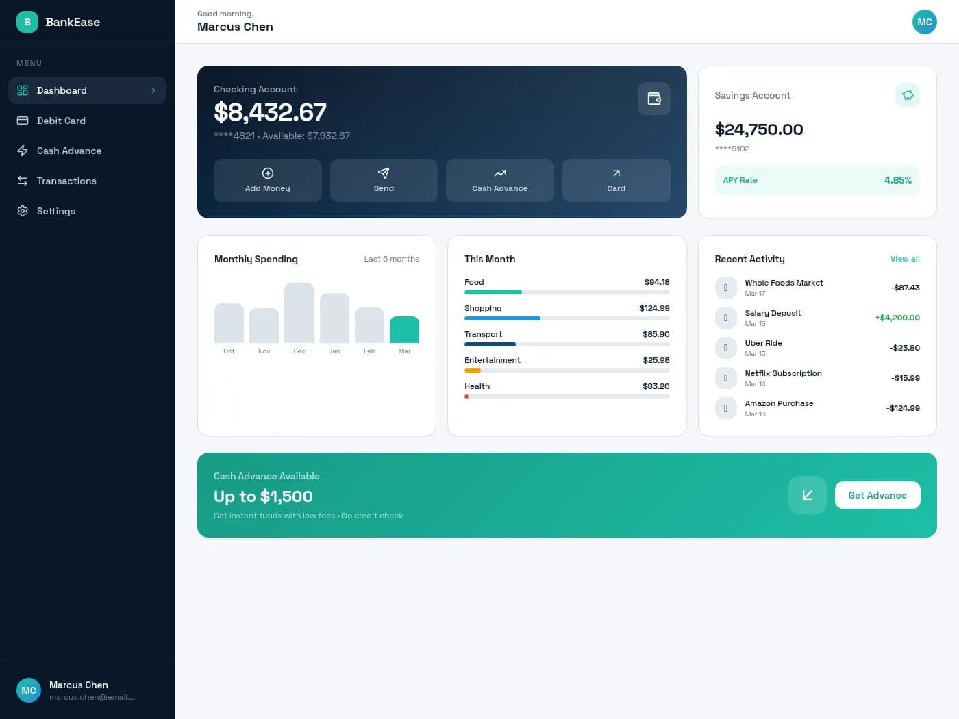 BankEase ++ Cash Advance