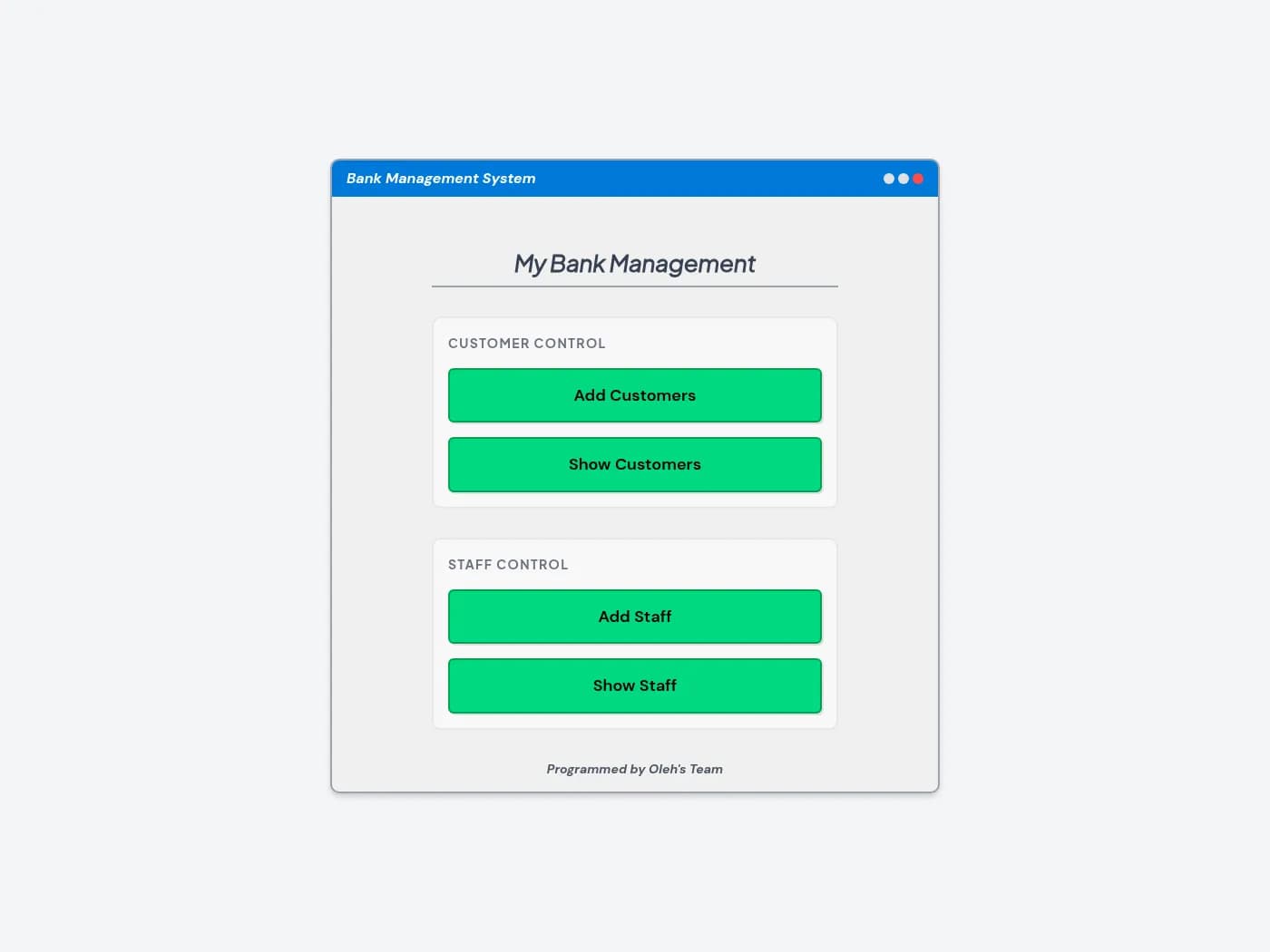 BankSys Desktop App