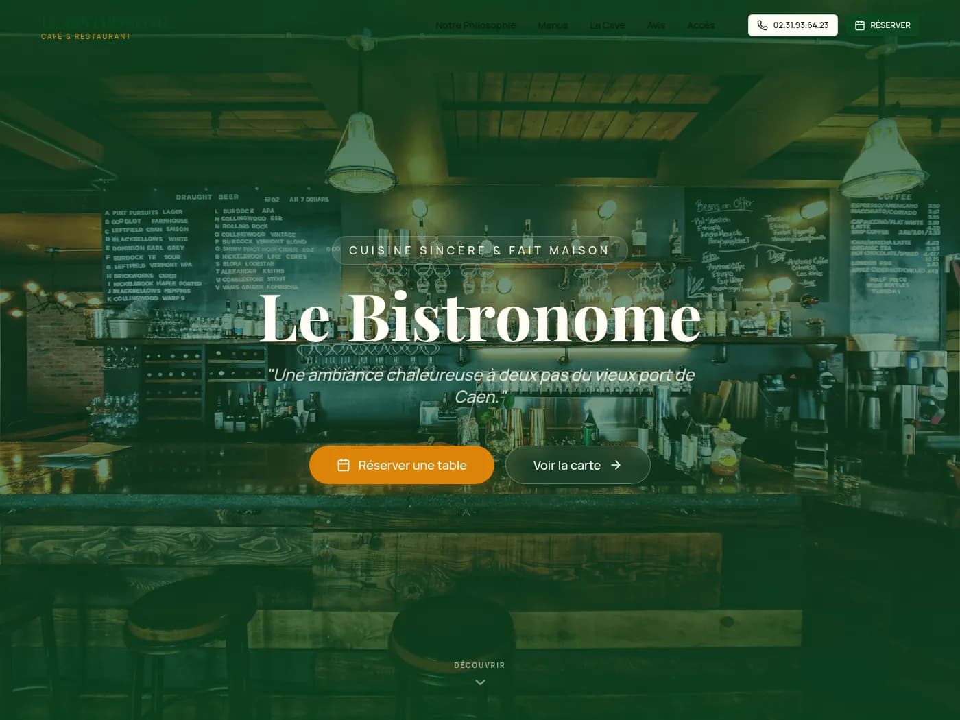 Bar Lumière Website