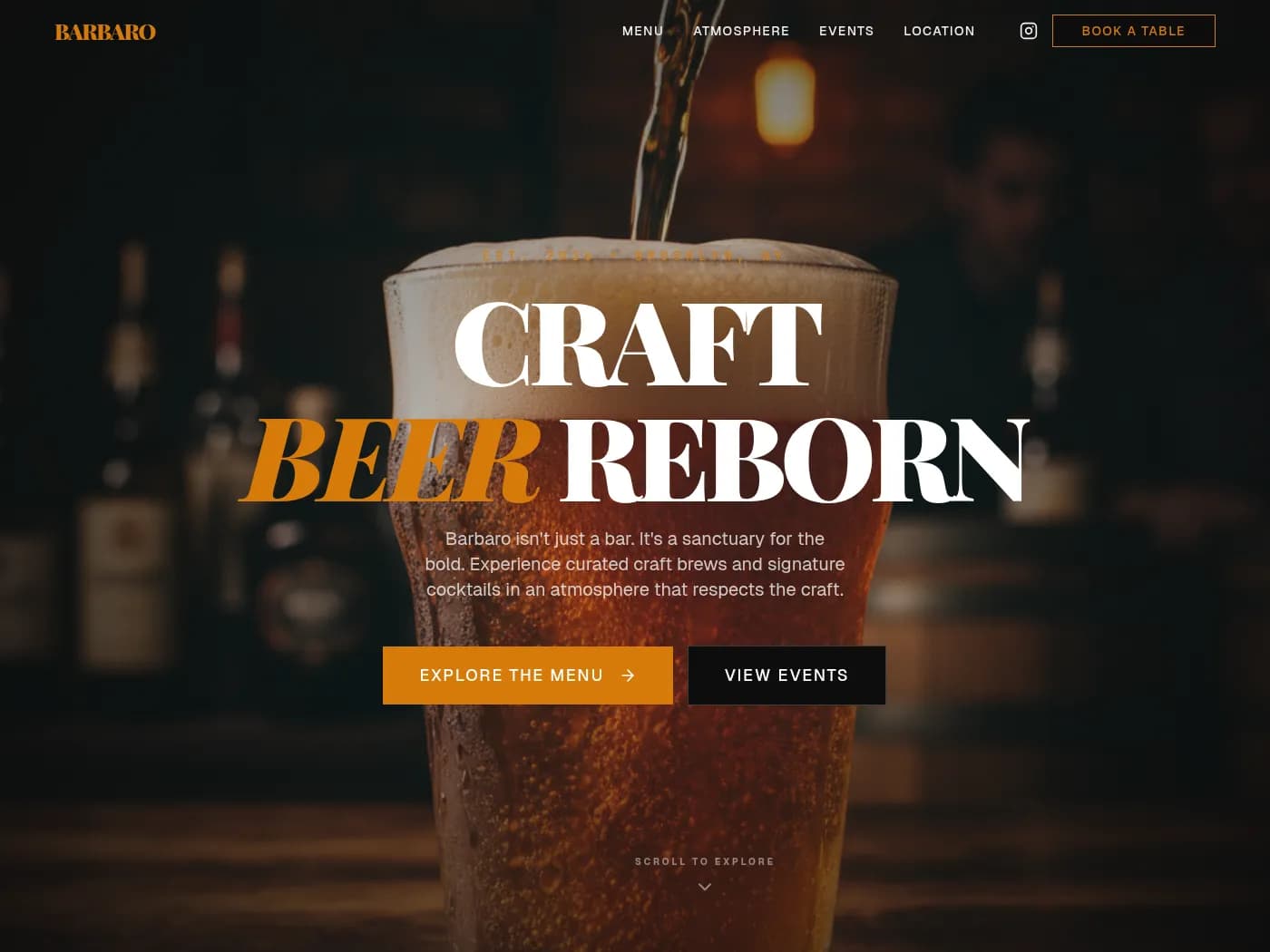 BARBARO Bar Website