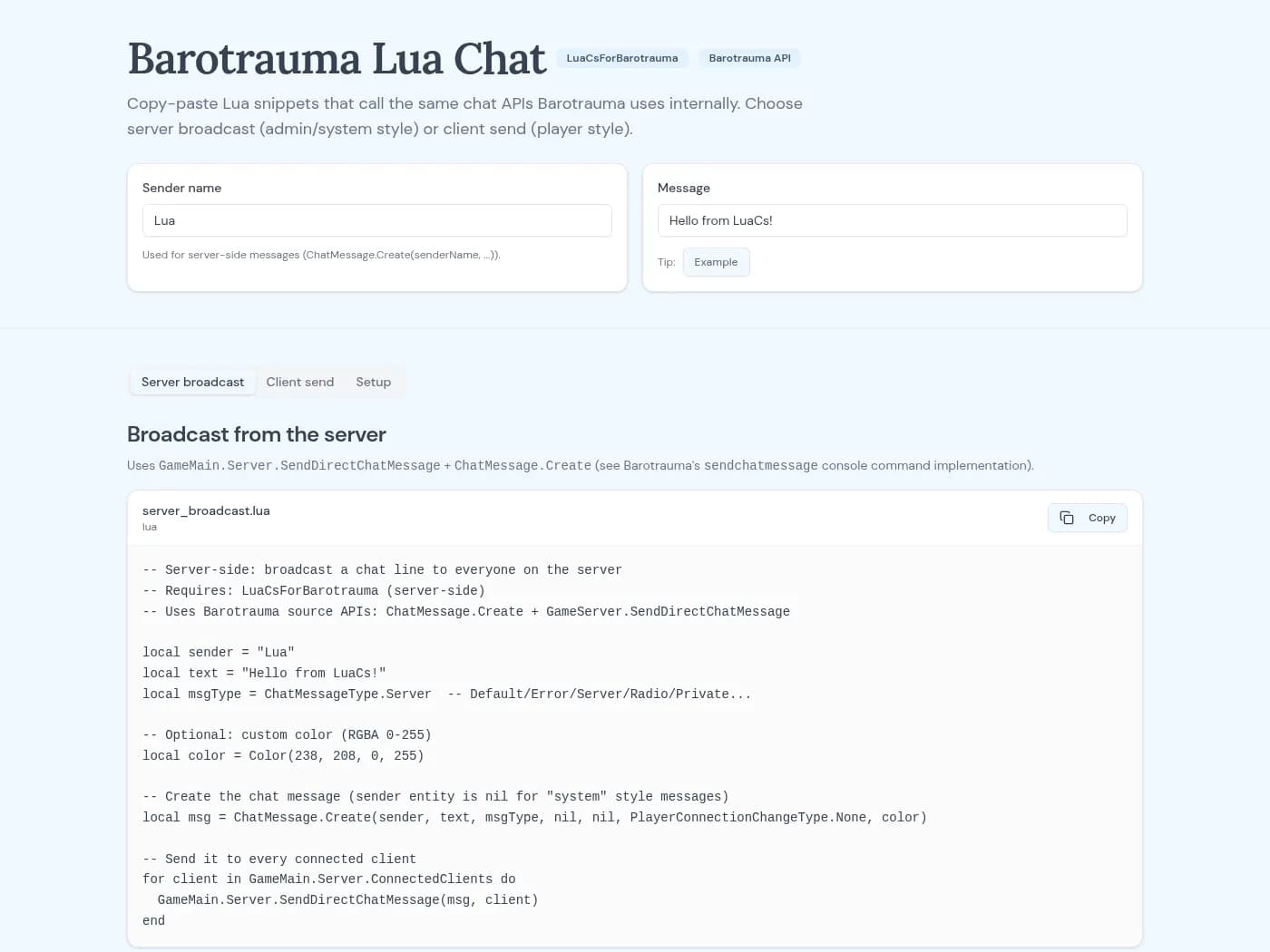 Barotrauma Lua Chat