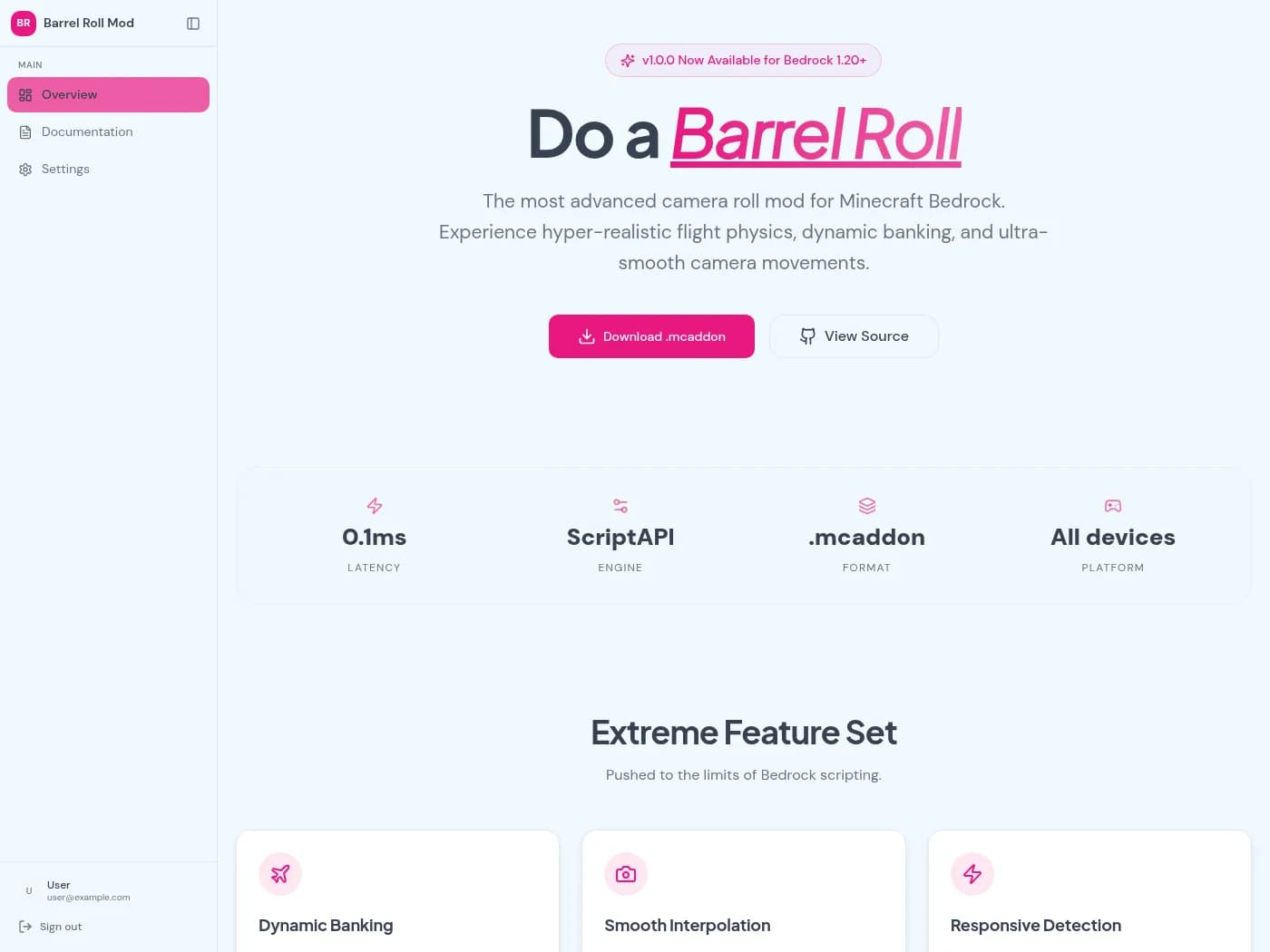 Barrel Roll Bedrock Mod