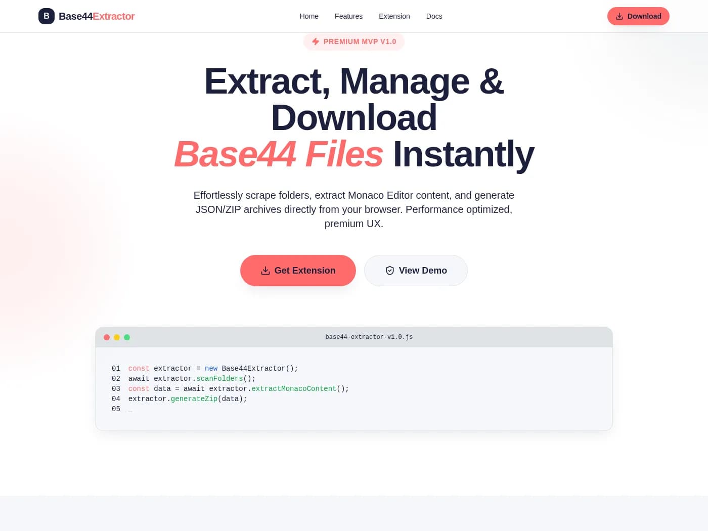 Base44 Extractor MVP