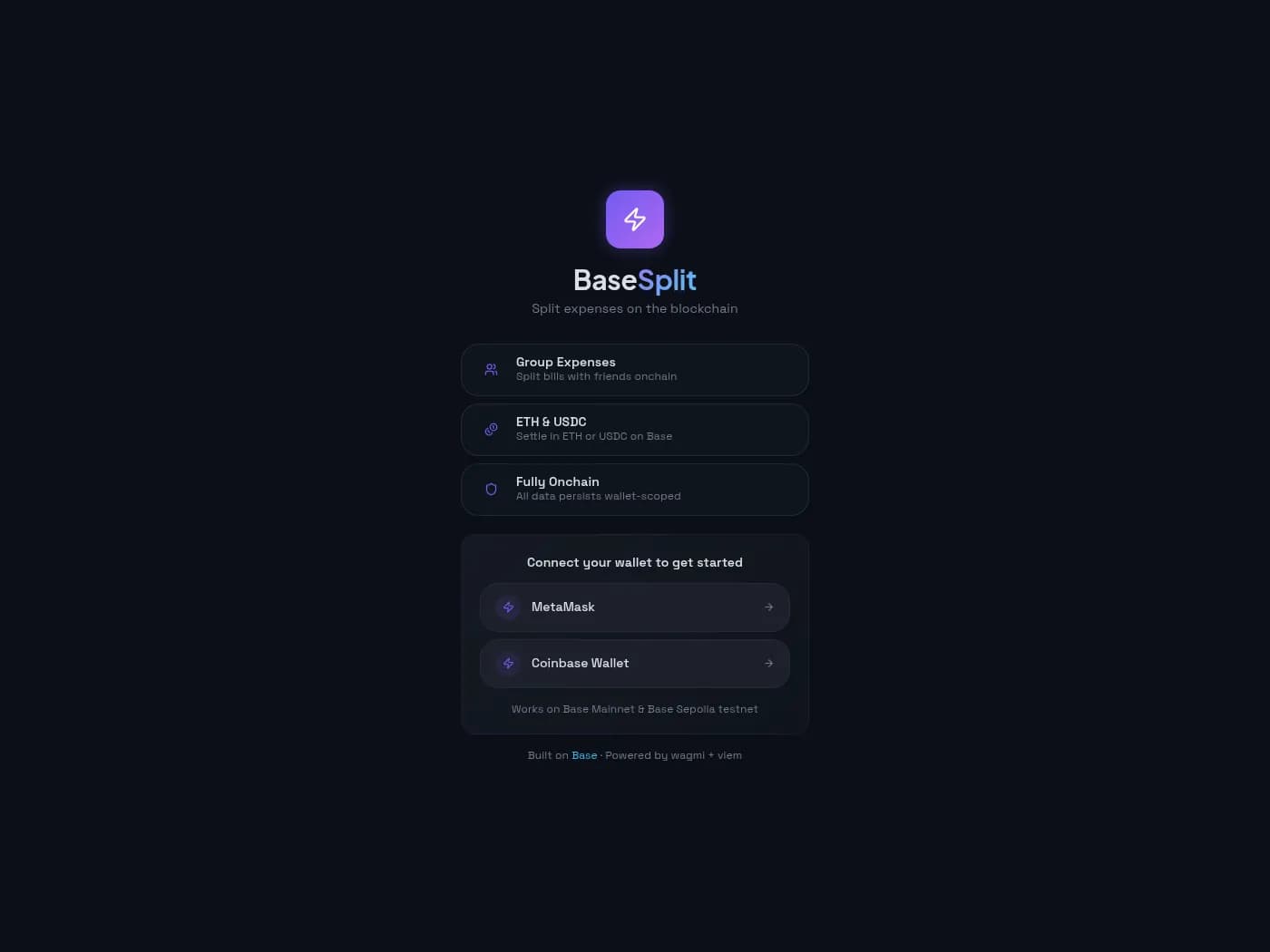 BaseSplit Web3 Split Bills