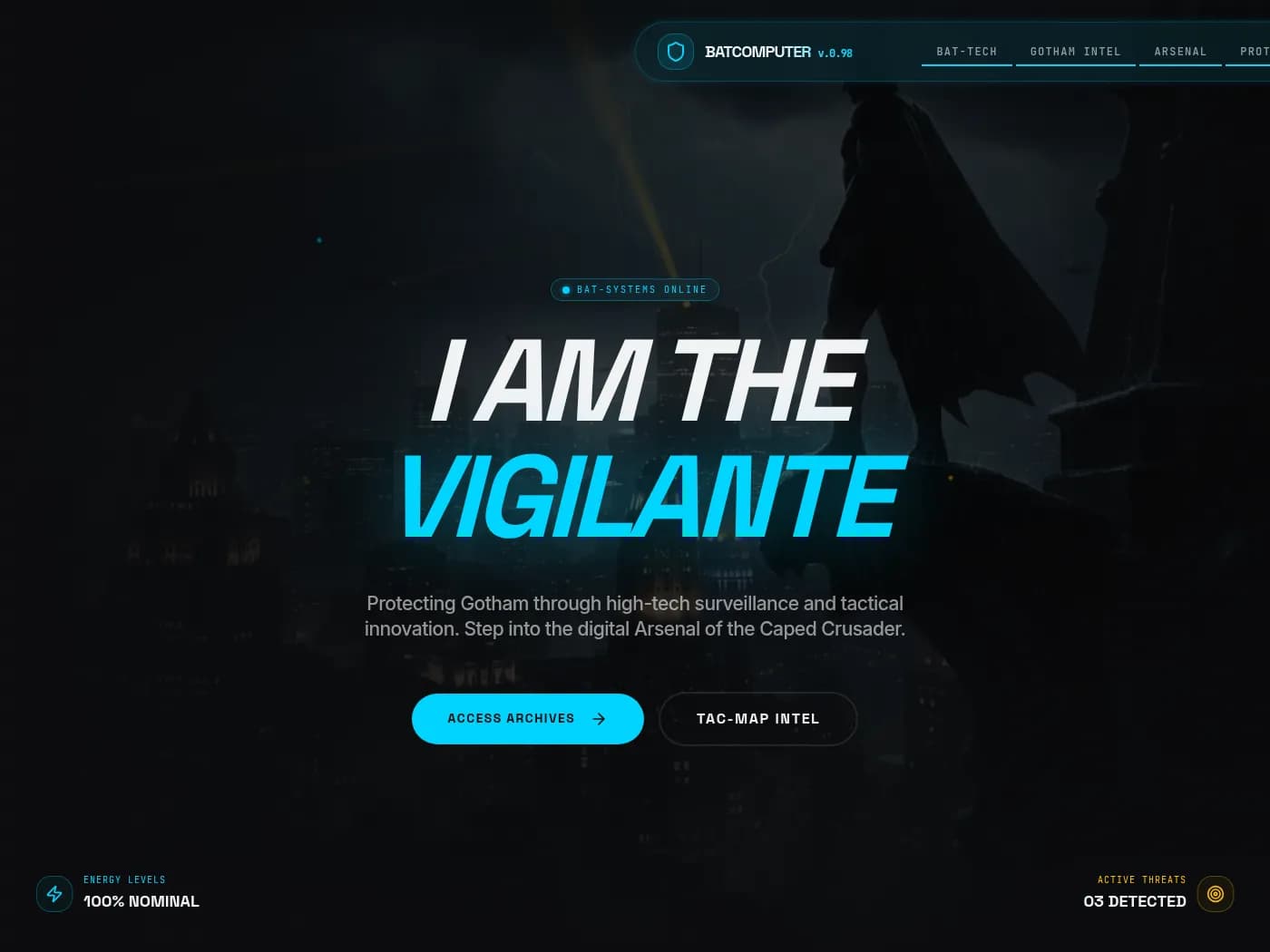 Batcomputer Landing Page