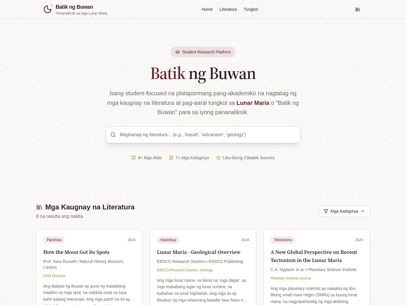 Batik ng Buwan Research