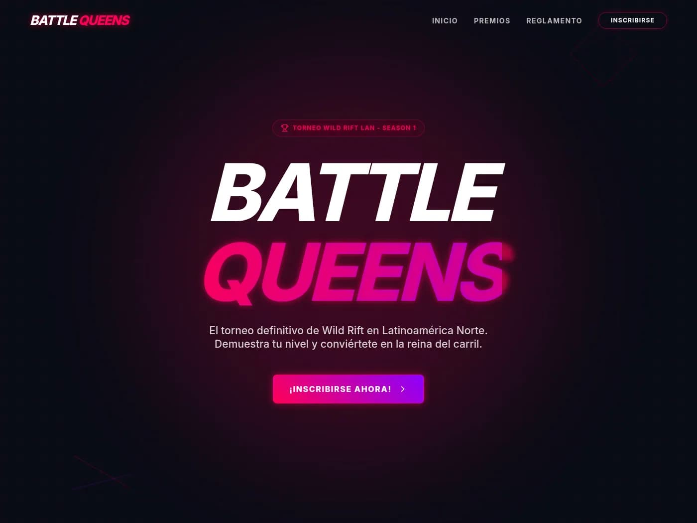 Battle Queens Landing Page