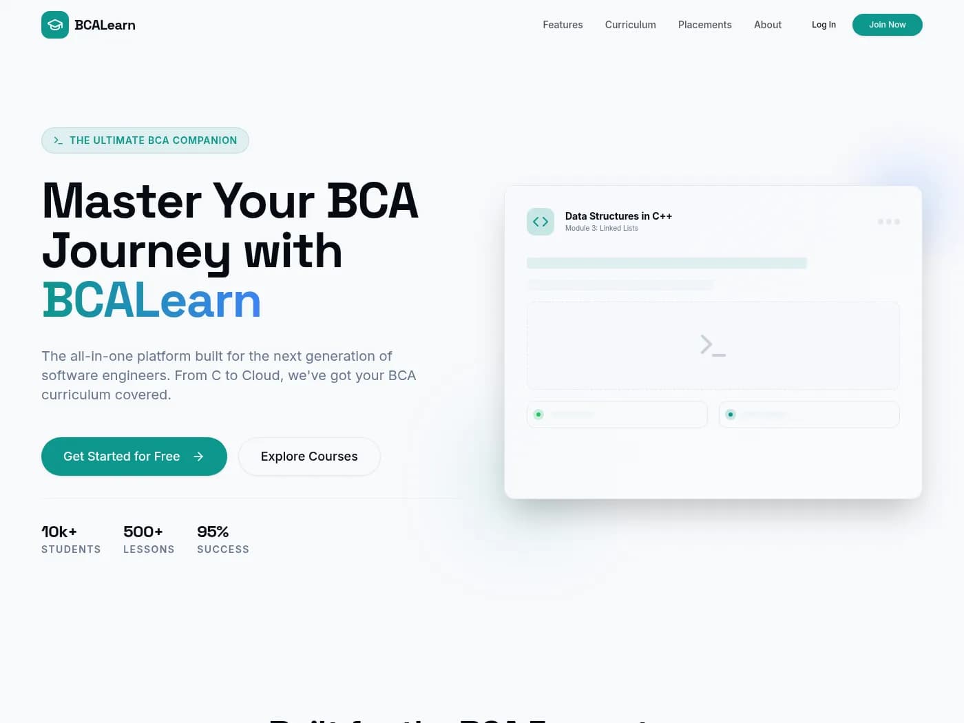 BCA LMS Landing Page