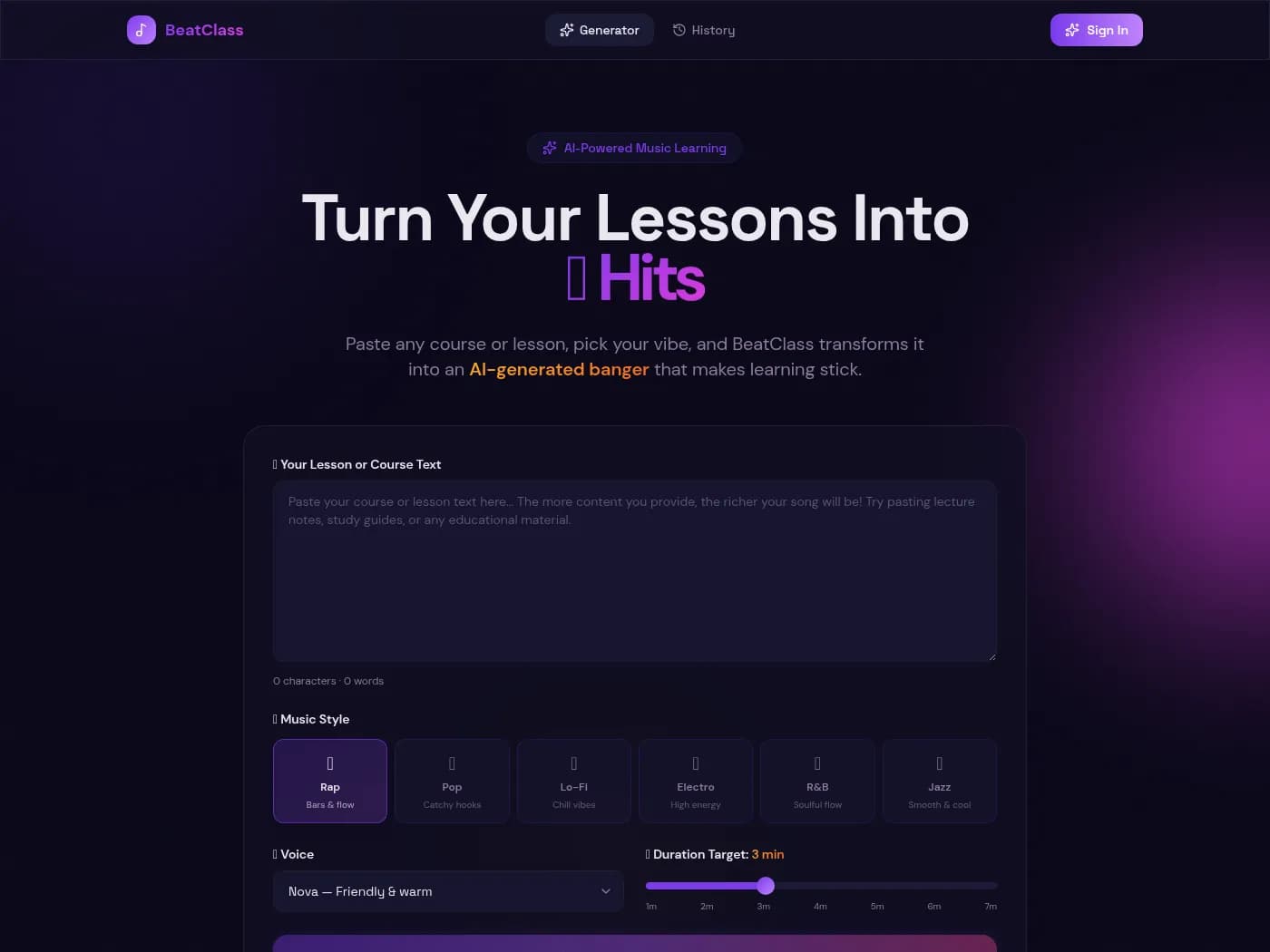 BeatClass AI Music Summaries