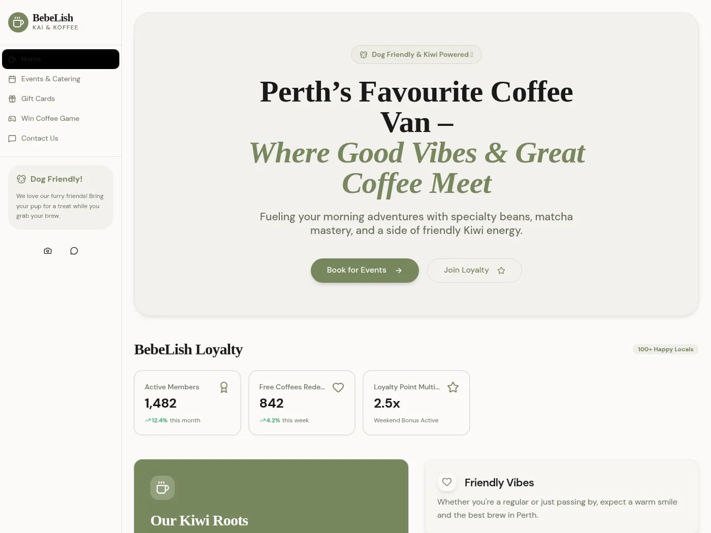 BebeLish Coffee Van Website