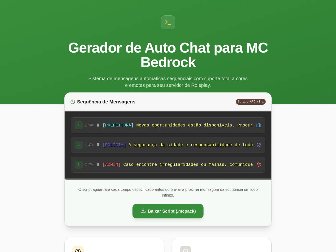 MCBedrock Auto Chat Script