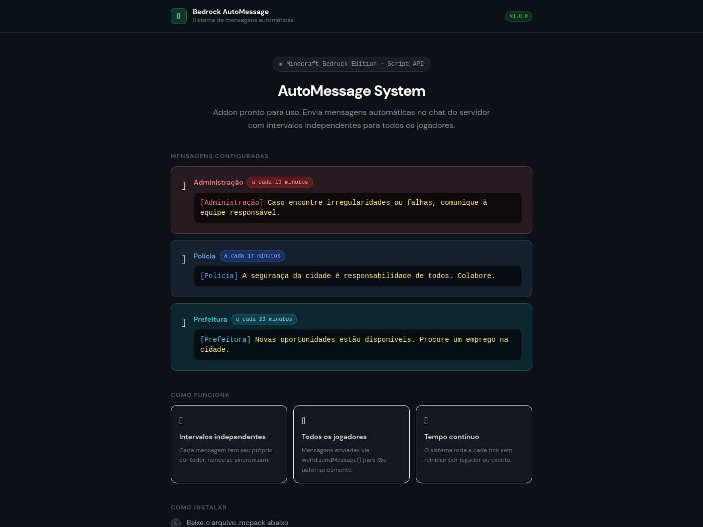Bedrock AutoMessage System