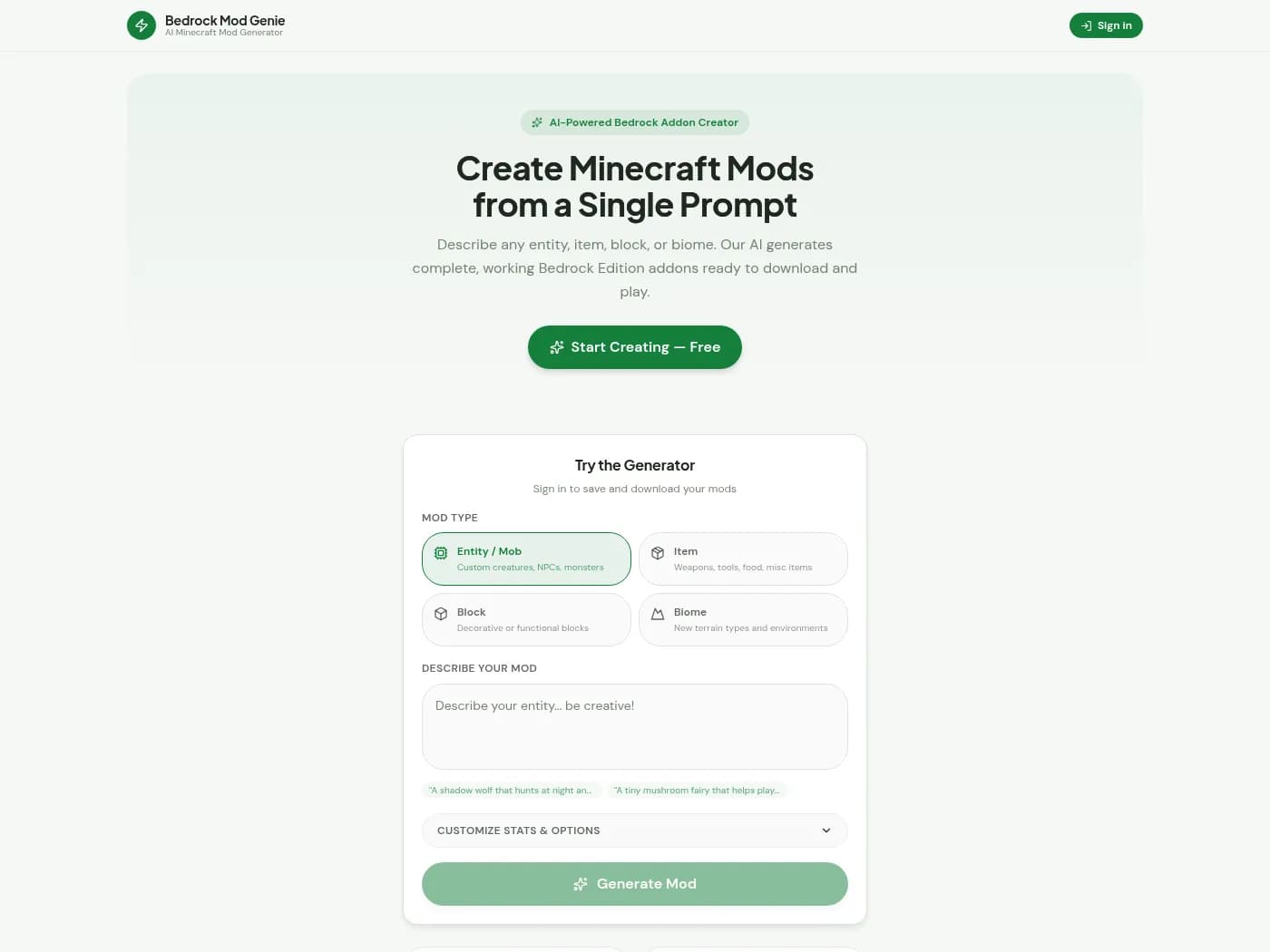 Bedrock Mod Genie