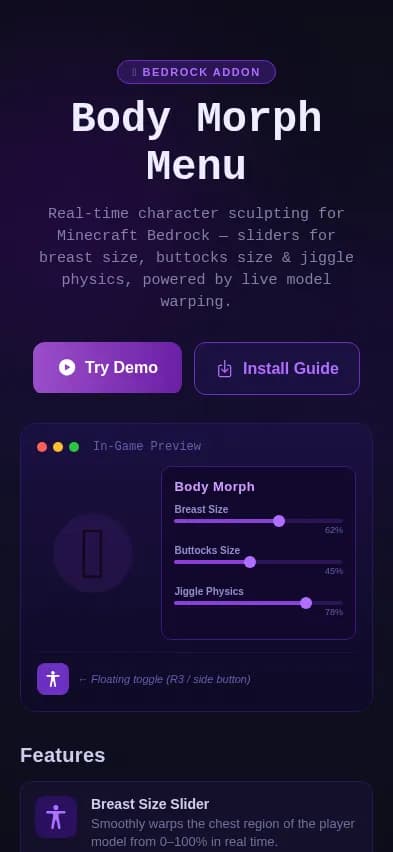 Bedrock Body Morph Menu