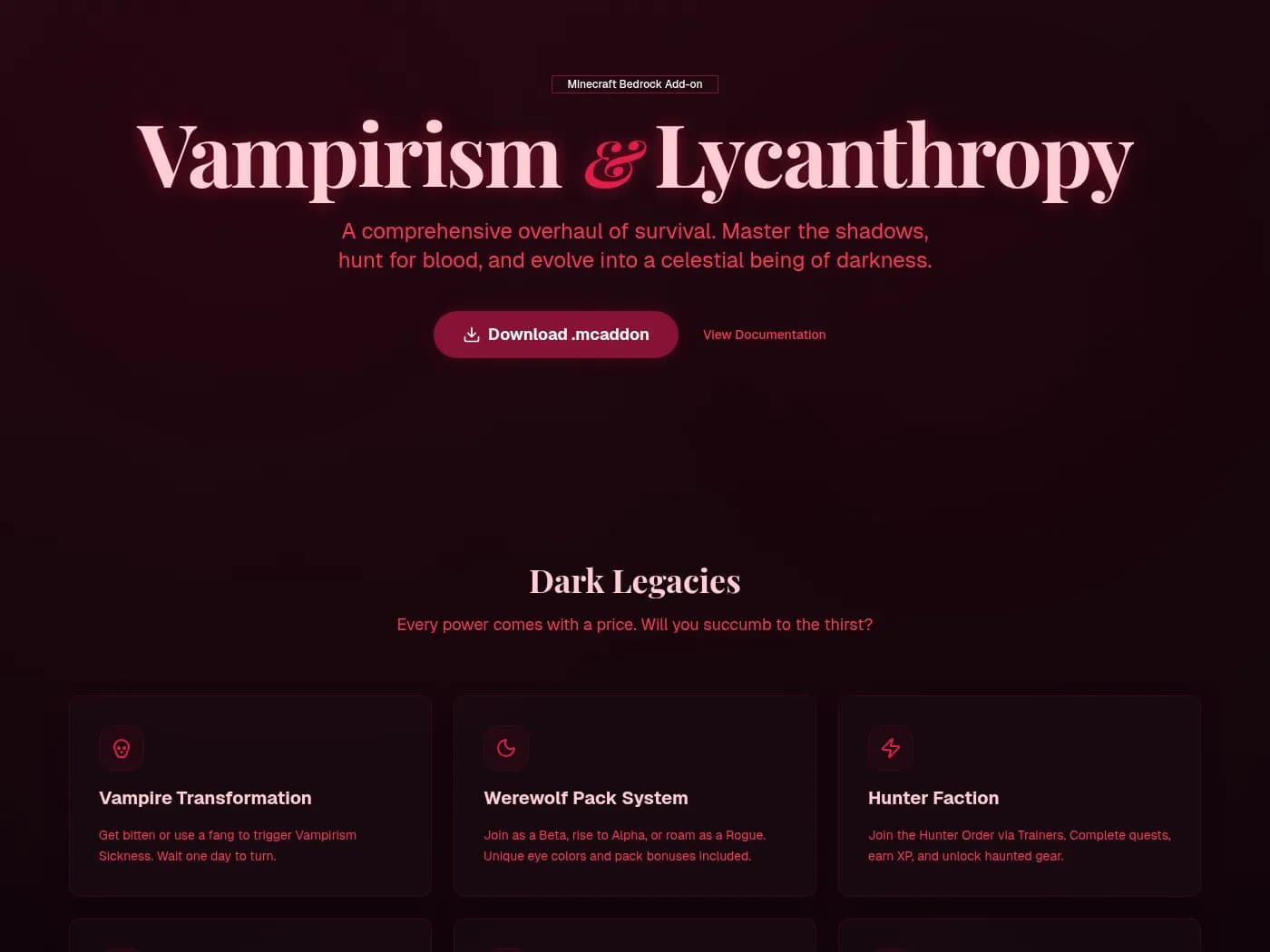 Vampirism Bedrock Mod