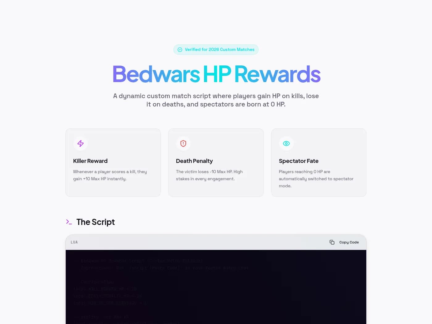Bedwars HP Rewards Script