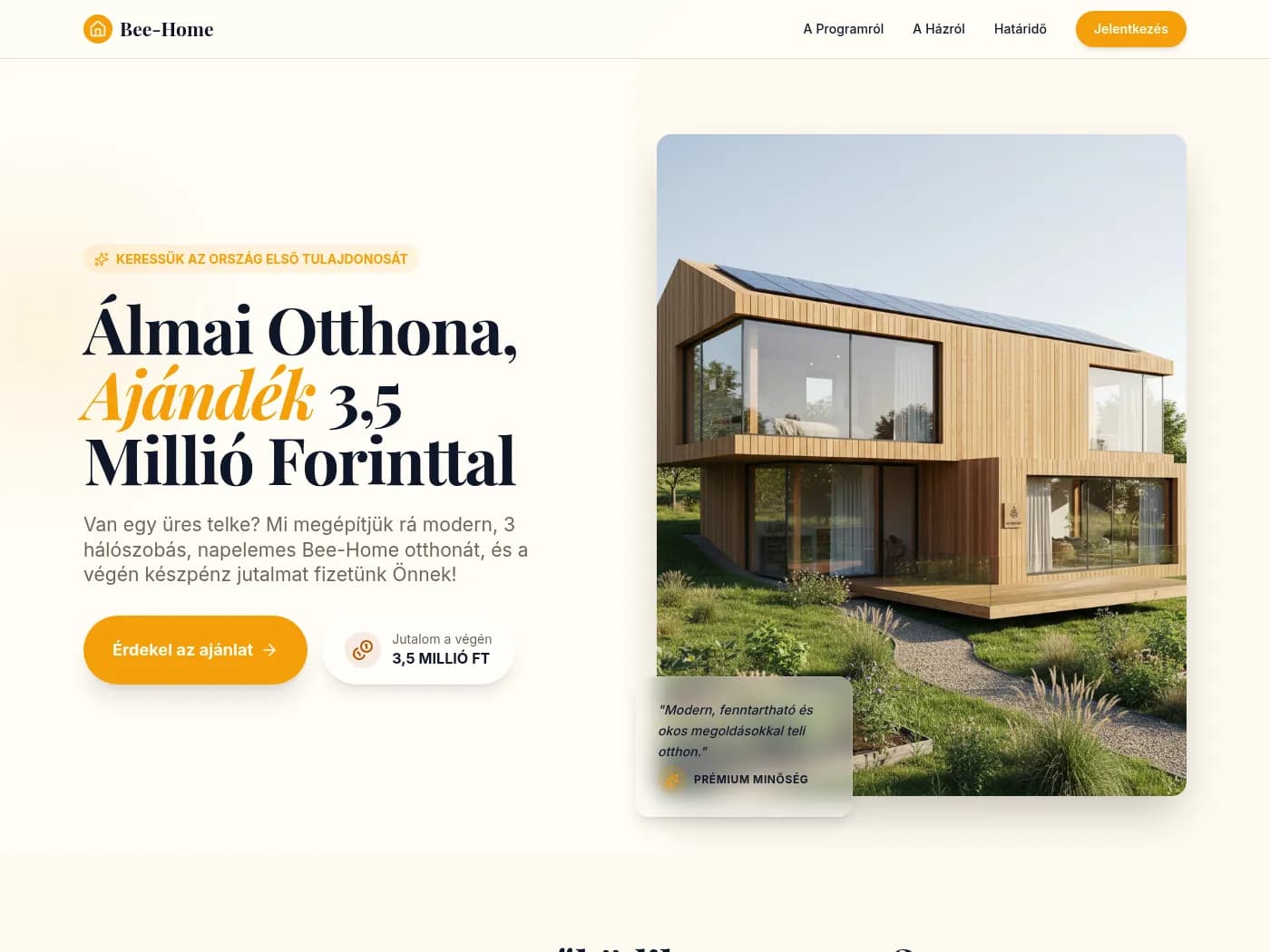 Bee-Home Bemutatóház Weboldal
