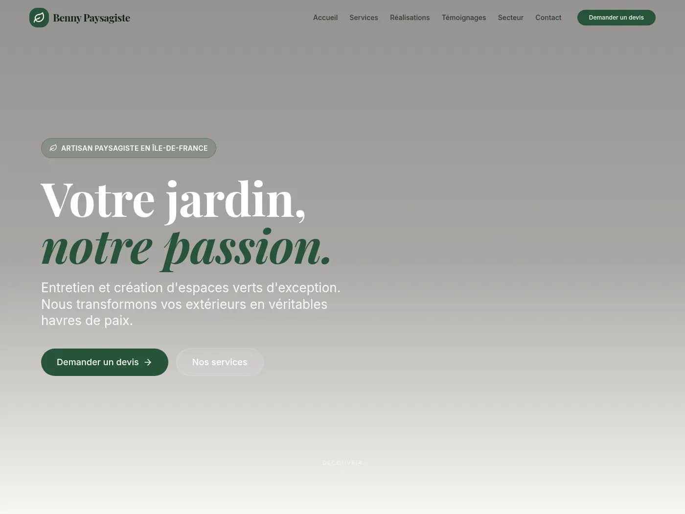 Benny Paysagiste Web Showcase