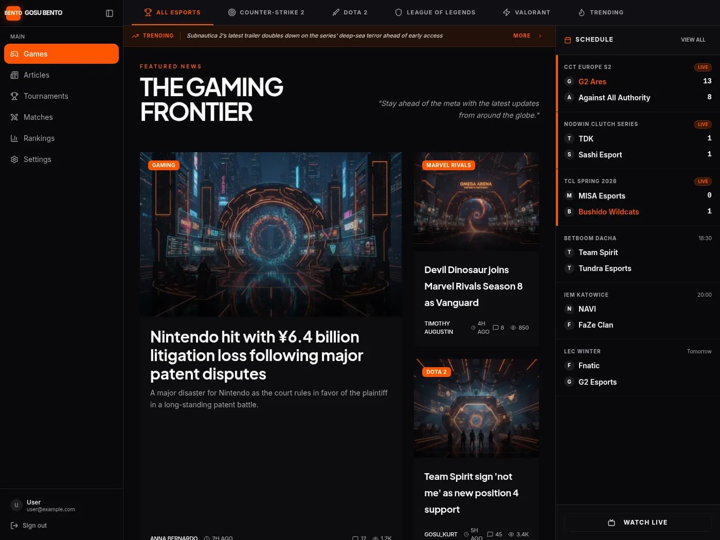 Bento Gaming Portal