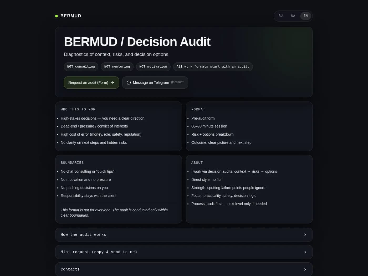 Bermud Decision Audit