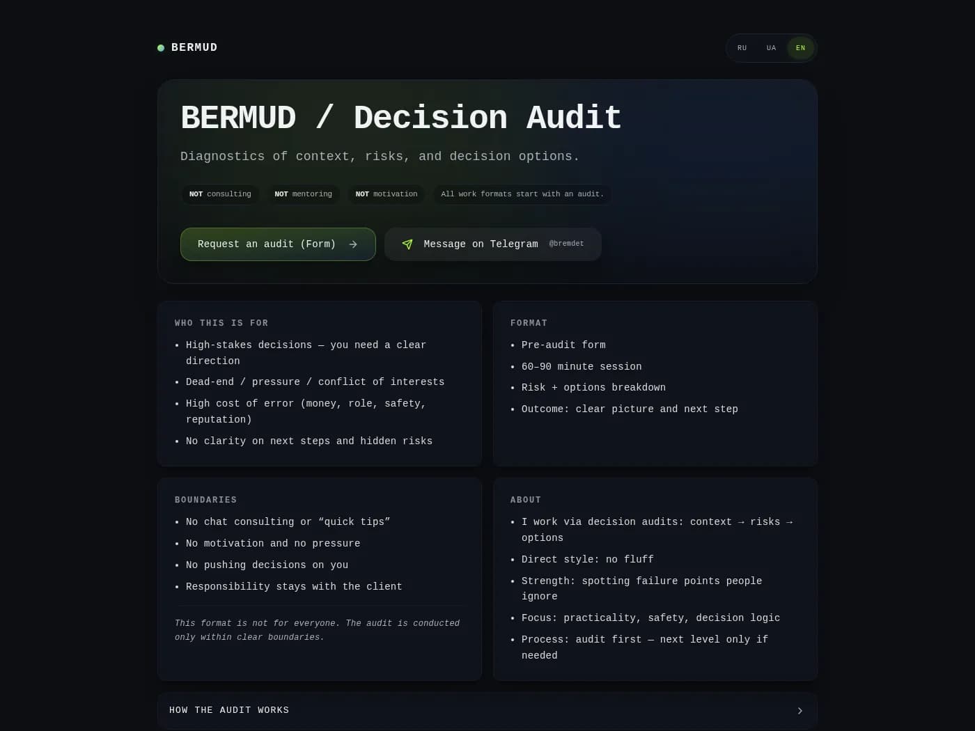 BERMUD Decision Audit