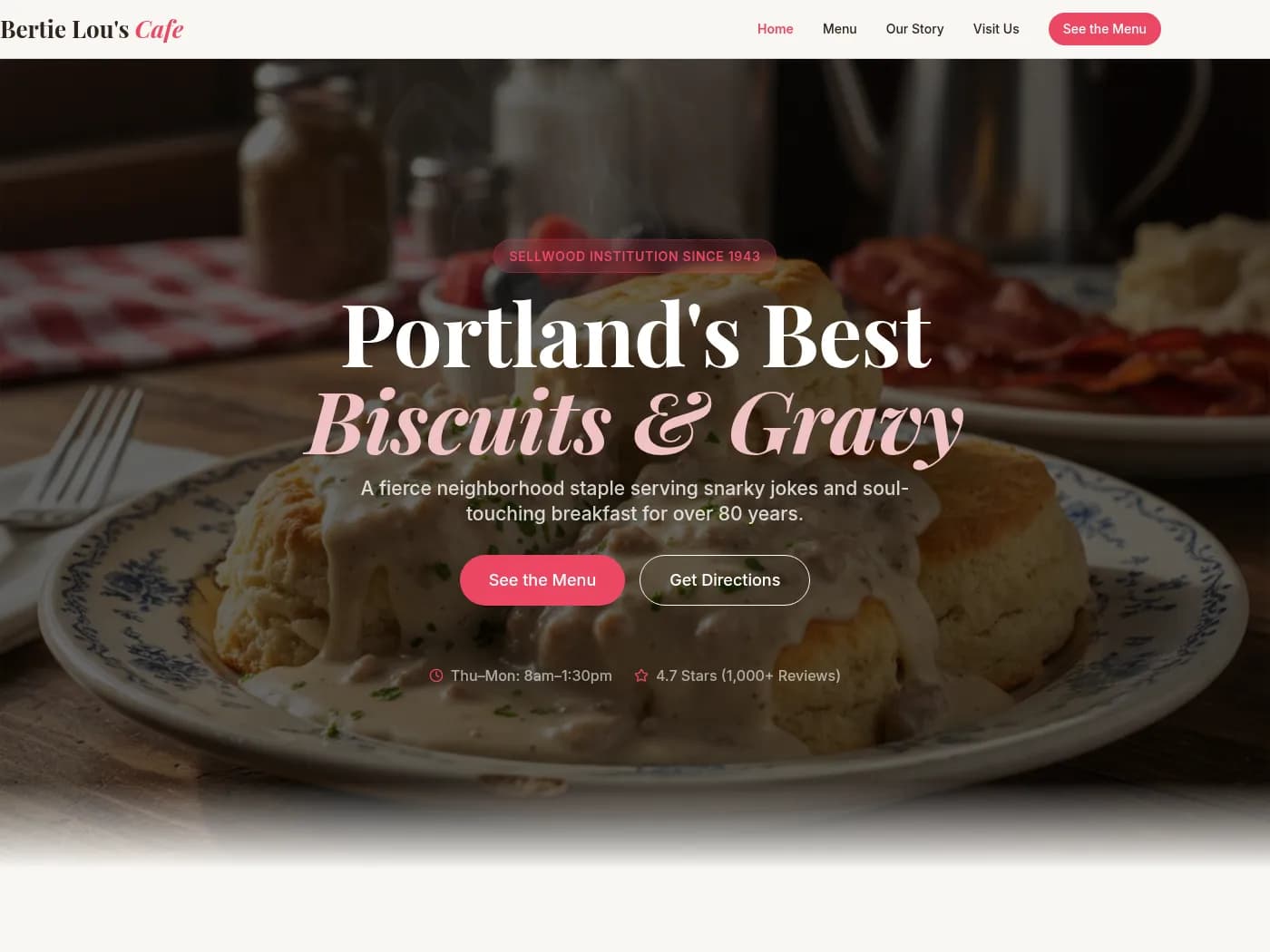 Bertie Lou's Cafe Site