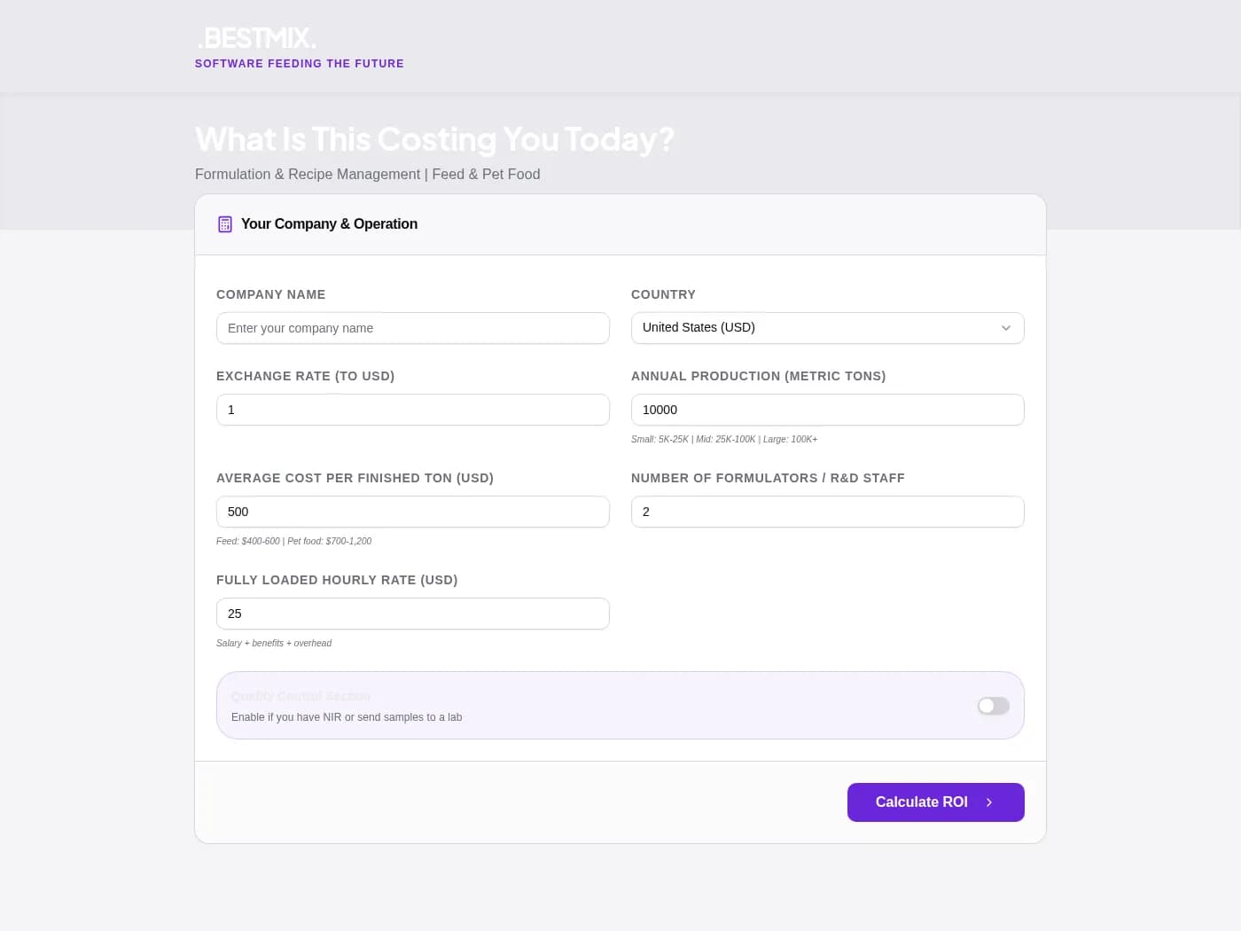 BESTMIX ROI Calculator