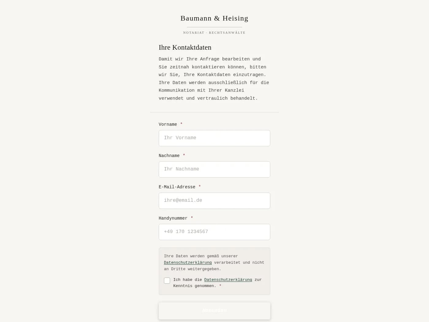 Baumann & Heising Contact