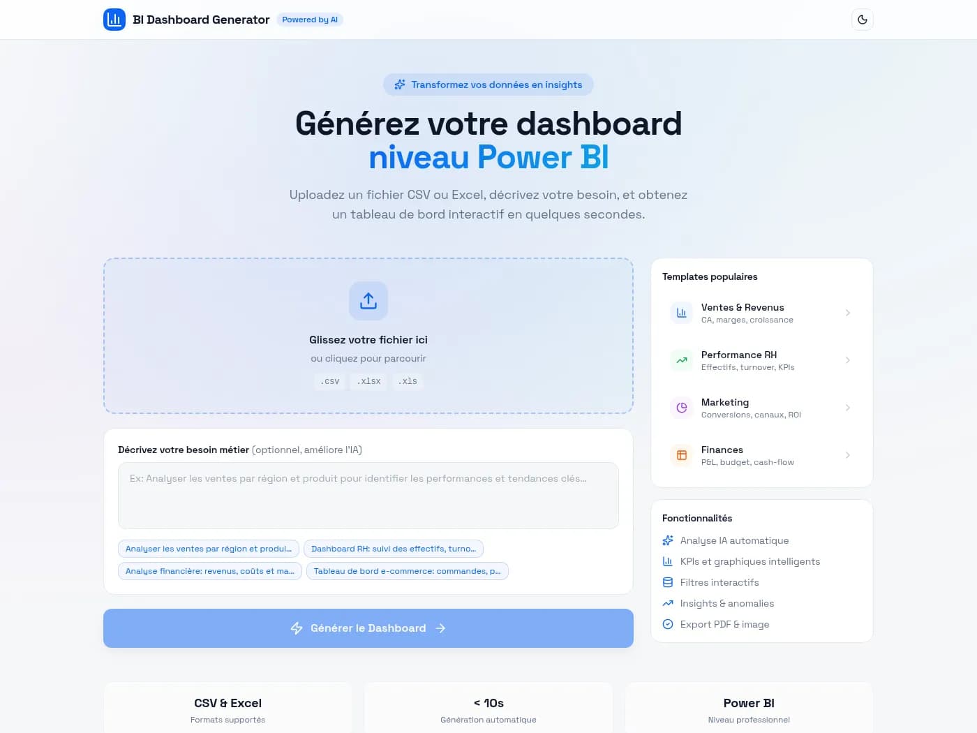 BI Dashboard Generator