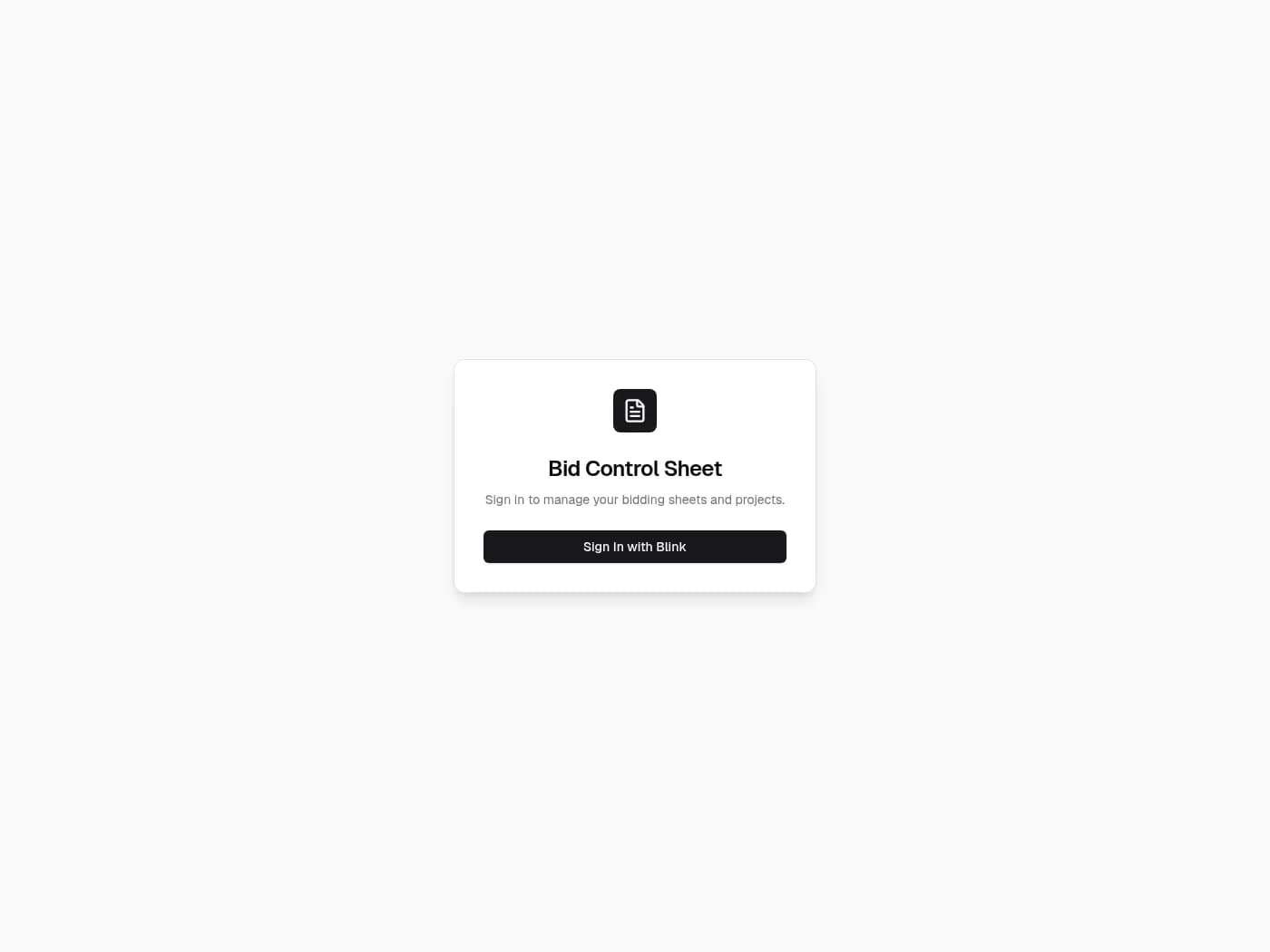 Bid Control Sheet App