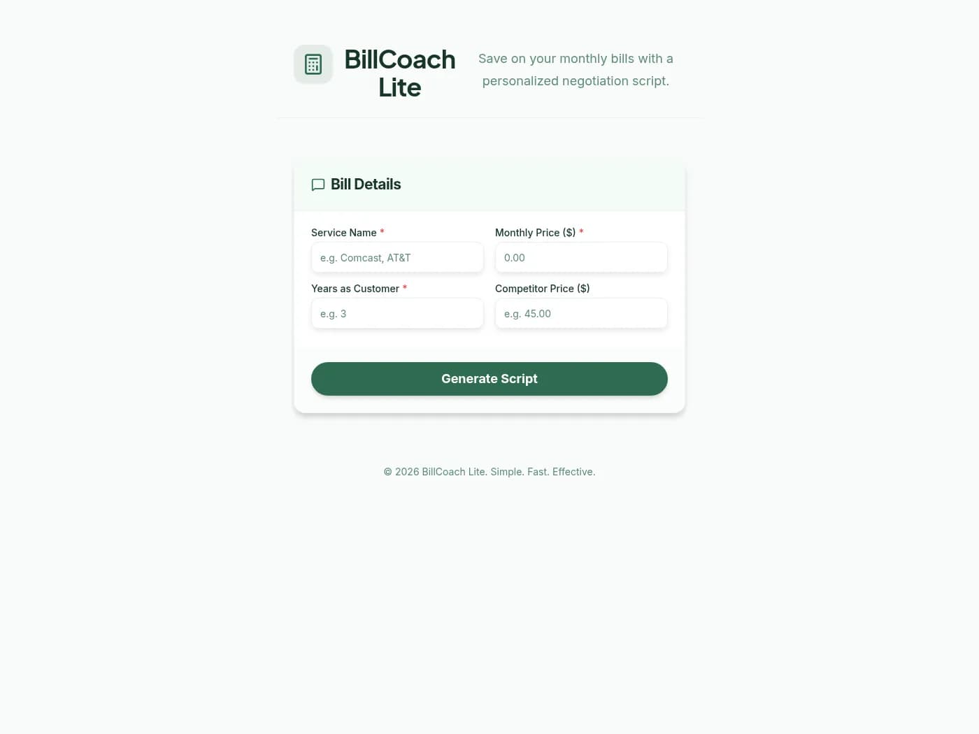 BillCoach Lite