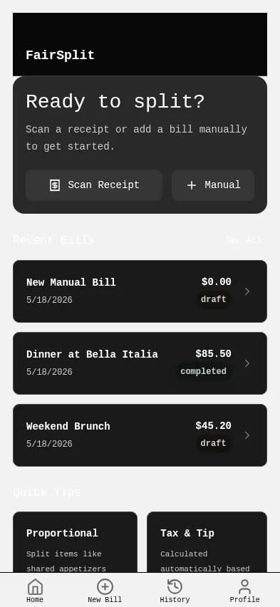 FairSplit Bill App