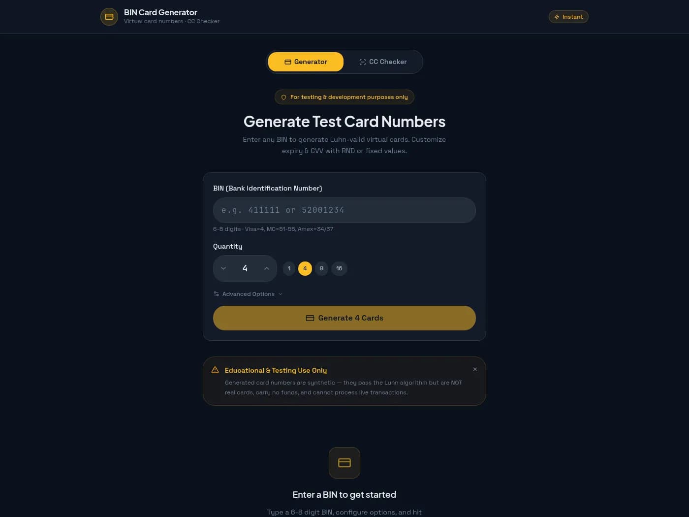Instant BIN Card Generator