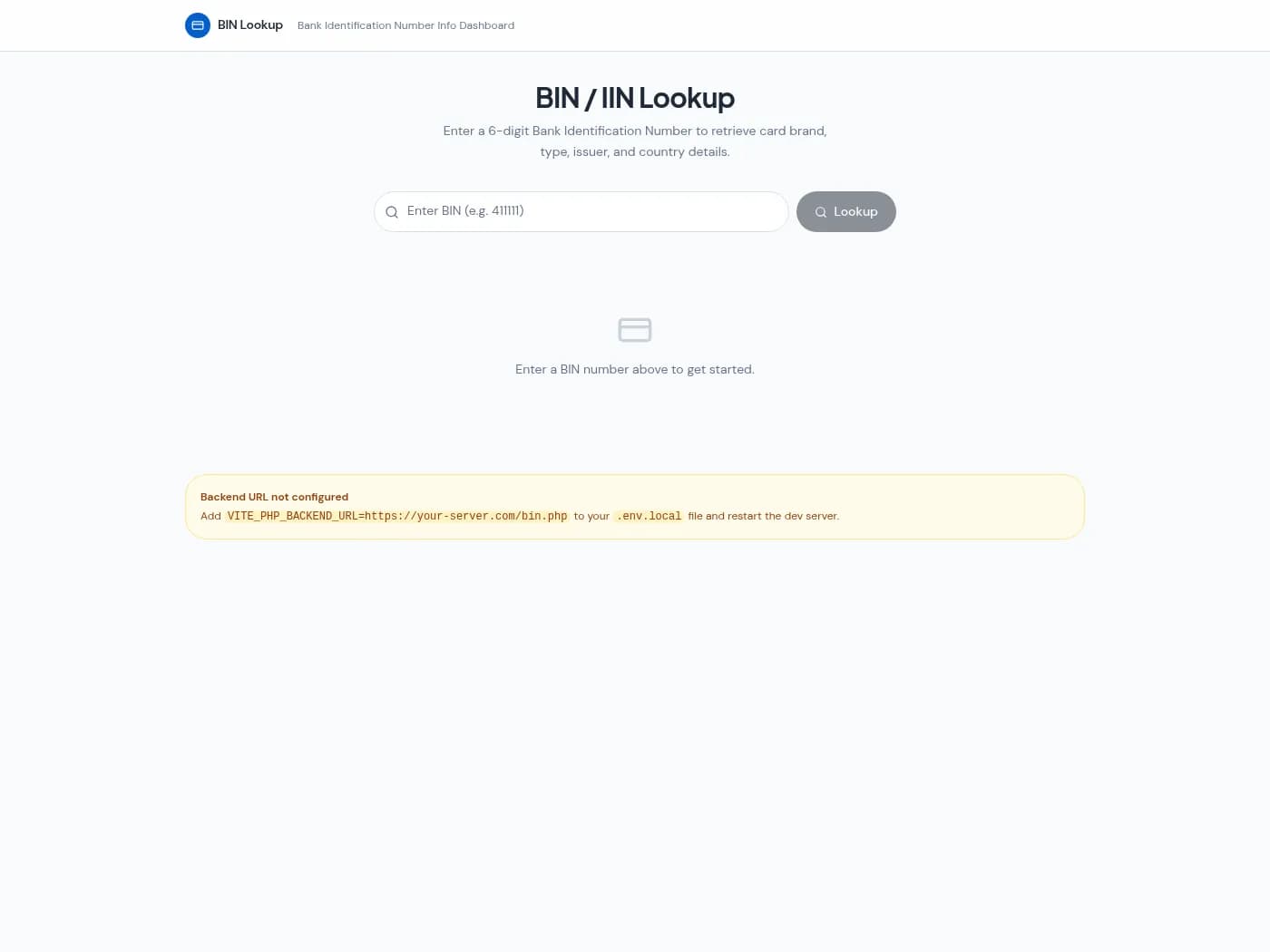 BIN Info Dashboard