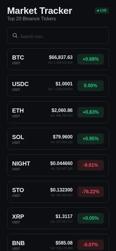 Binance Top 20 Tracker